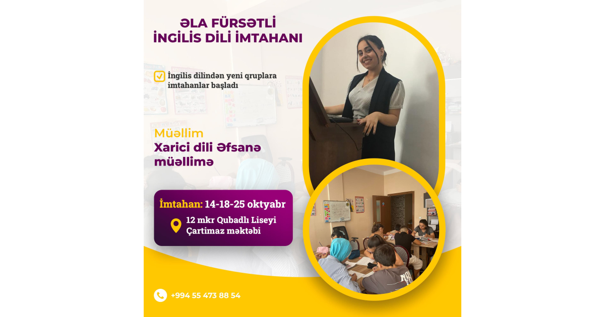 Müəllimlər üçün post dizaynlar, ingilis dili fənni üzrə dərs elanları ...