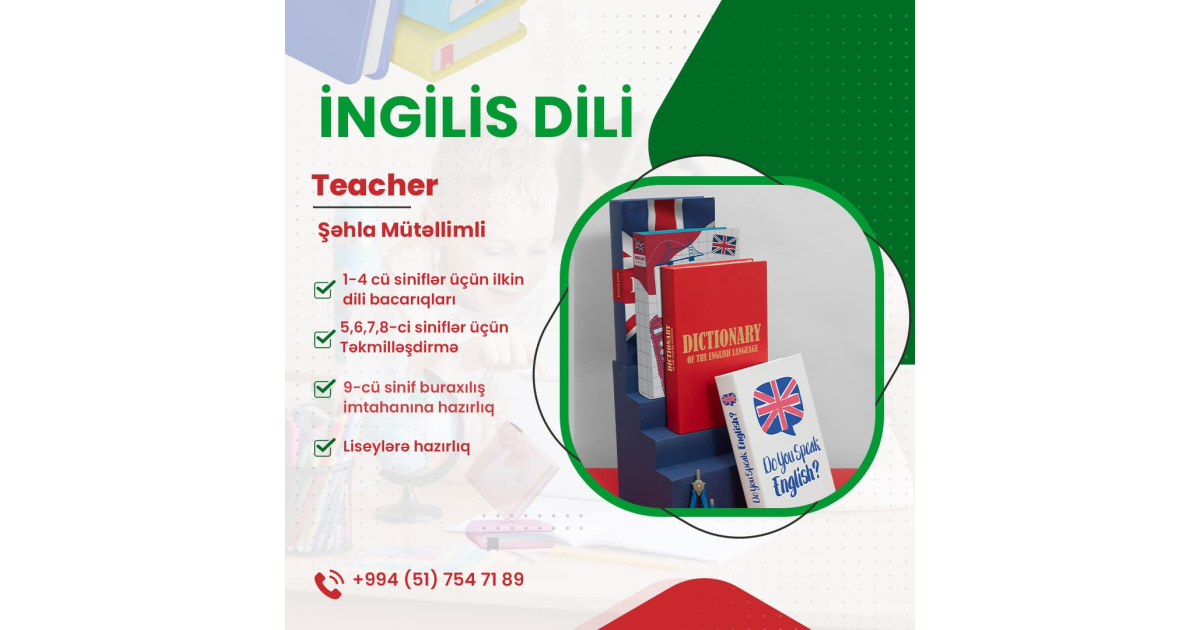 İngilis dili elanları, reklam postları, təhsil dizaynları, instagram ...